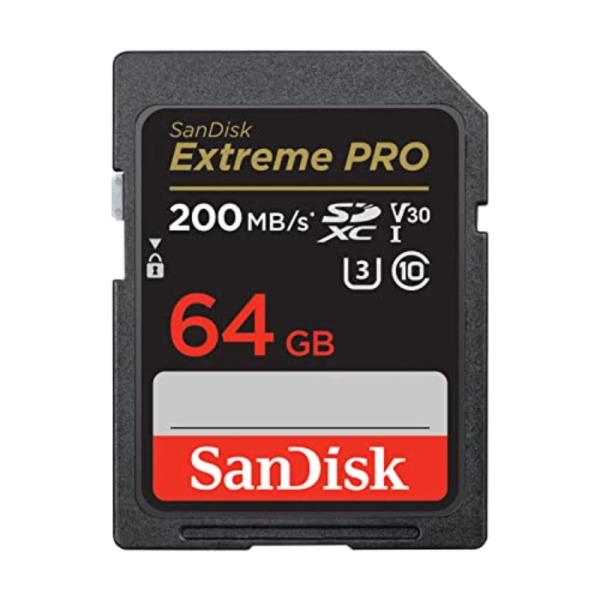 SanDisk 64GB Extreme PRO SDXCカード、SDカード、V30メモリーカード、4K UHD、最大200MB/秒、SanDisk QuickFlowテクノロジー、RescueProデラックスデータ復旧ソフトウェア、UHS...