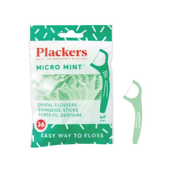 デンタルフロス Plackers マイクロクリーンミント味36本 (1) ・「切れない・ほつれない・伸びない」スーパータフロス繊維を使用。しっかりと歯垢を掻き出します。・さわやかなミントフレーバーで使用感もスッキリ。・柄の素材：リプロピレン...