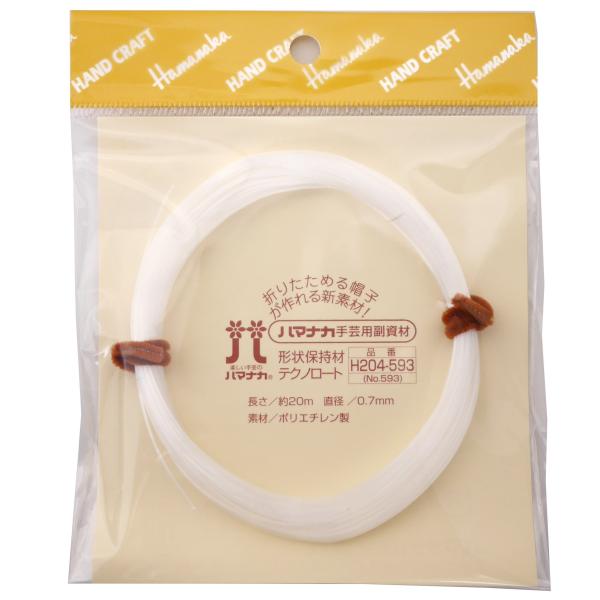 ハマナカ テクノロート 形状保持材 20m H204-593 ・サイズ:直径約0.7mm×長さ約20m・素材:ポリエチレン様々な形に曲げられ、形を保てる形状保持芯材です。・サイズ:直径約0.7mm×長さ約20m・素材:ポリエチレン(.co....