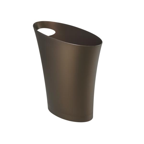 【umbra】 ゴミ箱 スキニーカン ブロンズ 7.5L 楕円 ふたなし ペール ダストボックス ・サイズ:W170×D340×H330mm・原産国:中国・容量:7.5L・材質:ポリプロピレン・重量:約420ｇ機能性とデザイン性が両立した商...