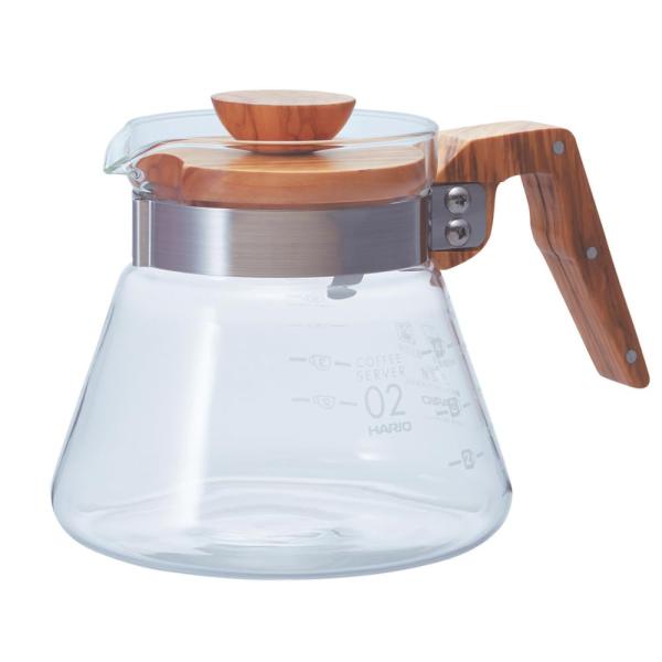 HARIO(ハリオ) コーヒーサーバー600 オリーブウッド 実用容量600ml VCWN-60-OV ・原産国:ガラス・バンド・フタ金属部品/日本、ハンドル・木フタ/中国・実用容量:600ml・本体サイズ:幅18.2×奥行12.8×高さ1...