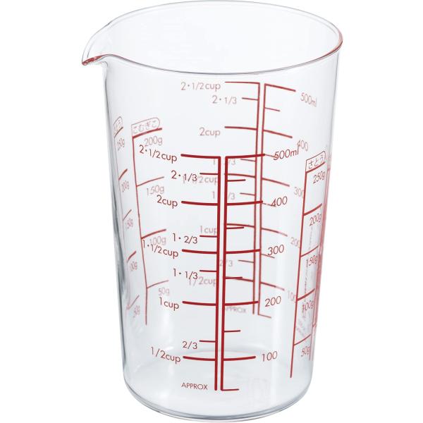 HARIO(ハリオ) 日本製 耐熱ガラス製 メジャーカップ 500ml MJC-50-R-BK ・サイズ(約):幅9.9×奥行9.1×高さ14.5cm、口径9.1cm、実用容量:500ml・本体重量(約):200g・素材・材質:耐熱ガラス ...