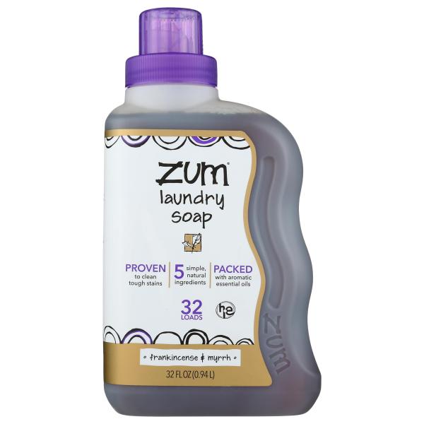 Indigo Wild, Zum Clean, Aromatherapy Laundry Soap, Frankincense &amp; Myrrh, 32 fl oz (.94 l) ツム・クリーンは高濃縮で、泡が少ない。ドラム型洗濯機...