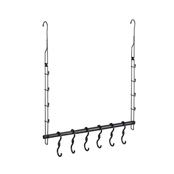 Belca(ベルカ) ブランコハンガー クローゼット吊り下げ鞄ハンガー 伸縮タイプ 幅49?79×奥行6.5×高さ74.5cm ブラック 収納力アップ 衣類収納 カバン掛け バッグ収納 帽子掛け フック6個付き CH-KH ・【6個のフック...