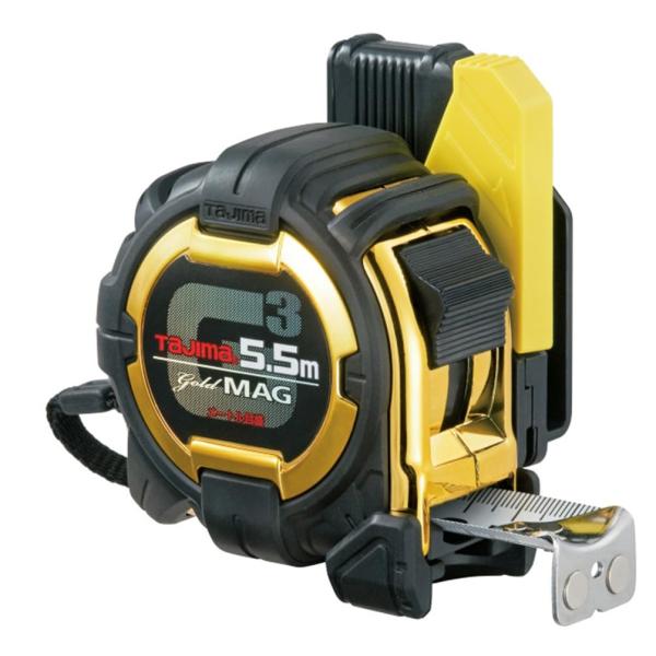 タジマ(Tajima) コンベックス 5.5m×25mm セフコンベG3ゴールドロックマグ爪25 SFG3GLM25-55BL ・JIS一級メートル目盛、455mmピッチ表示付・ゴールド仕上げのボディをスリットを刻んだアーマードケースでカバ...