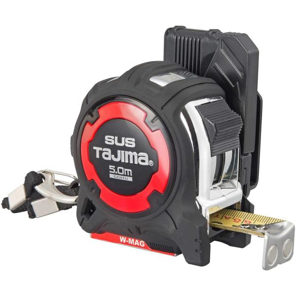 タジマ(Tajima) コンベックス 剛厚ステンレステープ5m×25mm 剛厚セフGステンロックダブルマグ25 GASFGSLWM25-50 ・テープ:両面剛厚イエローテープ・テープ幅:25mm・テープ長さ:5m・バネ:SUS301ステンレ...