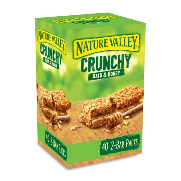 Nature Valley Crunchy Granola Bars Oats 'n' Honey 40 Pack 2 Bars Per Pack AAA
