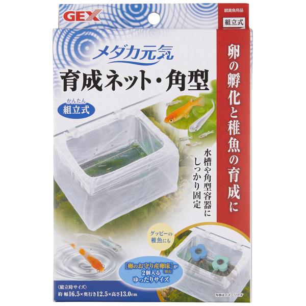 ジェックス GEX メダカ元気 育成ネット角型 隔離用ケース卵・生まれたての稚魚用 商品紹介卵の孵化と稚魚の育成に。かんたん組立式。 やわらかネットだからメダカに安心! 水槽や角型容器に固定できるので、卵の孵化や稚魚の育成に最適。グッピーの...
