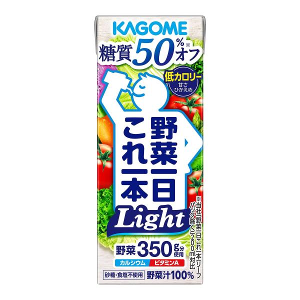 カゴメ 野菜一日これ一本 Light(ライト) 200ml紙パック ×24本(糖質50%オフ 低カロリー カルシウム ビタミンA) 商品紹介カゴメ 野菜一日これ一本Light（糖質 50％オフ）200mlは、30品目の野菜と野菜350g分を...