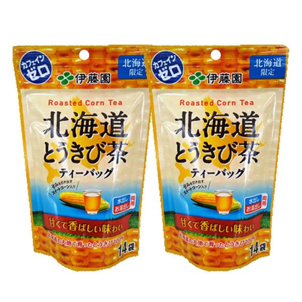 とうもろこし茶 ティーバッグ 伊藤園 とうきび茶 ティーバッグ 北海道限定 とうきび茶 １パック(14袋入)×2 カフェインゼロ 水だしお湯出し両用 商品の説明伊藤園 とうもろこし茶 は、甘くて香ばしい味わい北海道の大地で育ったとうきび使用...