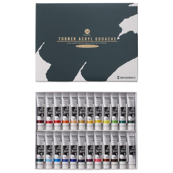 ターナー色彩(Turner Color) アクリルガッシュ 24色スクールセット AG24C 11ml ・パッケージ重量: 0.53 kg・仕上げタイプ: マット・対象性別 :男女共用・発色の美しさが生きる、不透明な仕上がりで、ベルベットの...