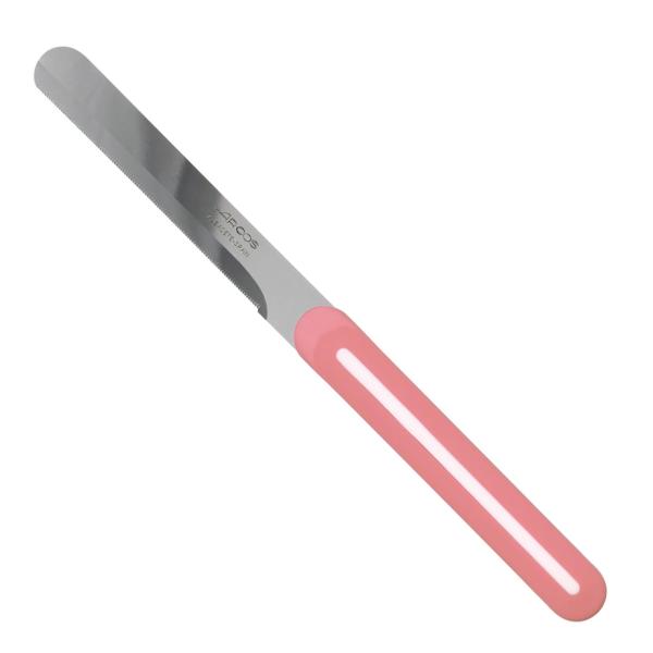 ARCOS アルコス テーブルナイフ ギザ刃 スペイン製 食洗機対応 ニトラムステンレス鋼 (刃渡り10cm, マカロンピンク/ホワイトライン, 品番373677) ・材質：刃部/NITRUMステンレス鋼、ハンドル部/ポリプロピレン
