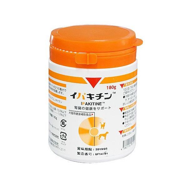 イパキチン 180g 犬猫用 特長 １．「炭酸カルシウム」と「キトサン」が、食物に含まれるリンと老廃物を消化管内で吸着します。 ２．全ライフステージで使用可能。 療法食との併用もでき、腎臓の健康をサポートします。 ３．無味無臭のパウダータイ...