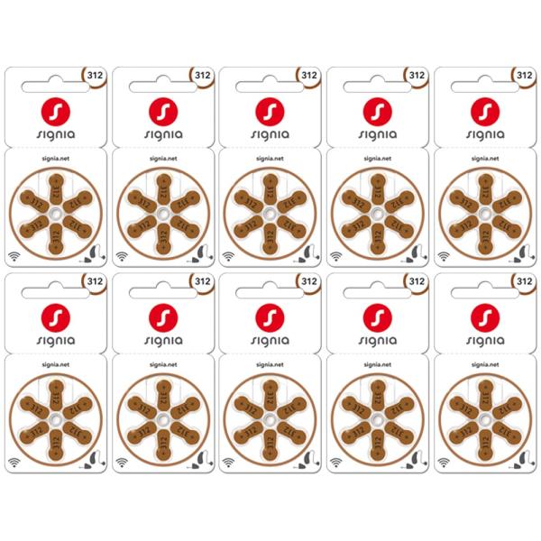 シグニア 補聴器用空気電池 PR41（312） 10パックセット（60粒） ・シーメンス補聴器社から、直接仕入れの新品のみ取扱。・パッケージ重量: 0.08 kg・色: 茶