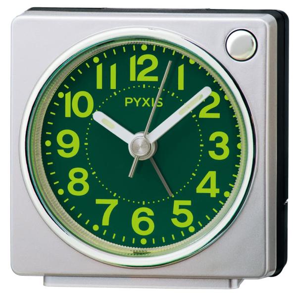セイコークロック(Seiko Clock) 目覚まし時計 置き時計 アナログ 集光樹脂文字板 銀色メタリック 65×64×38mm PYXIS ピクシス NR450S ・スイープセコンド、蓄光（時分針）・スヌーズつき、ライト・ボリュームアッ...