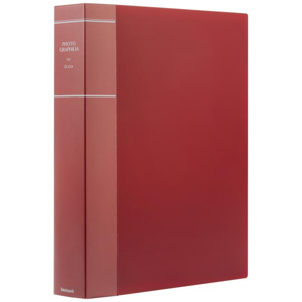 ナカバヤシ アルバム フォトグラフィリア 2L判 200枚 2段 レッド PH2L-1020-R ・台紙:PP製2L判3層黒台紙25枚(写真収納枚数:200枚)・本体寸法:タテ281×ヨコ217×背巾45mm・本体重量:750g・表紙:印刷...
