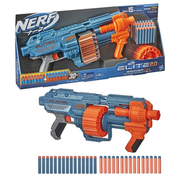 ハズブロ(HASBRO) ナーフ エリート2.0 ショックウェーブ RD-15 手動ブラスター 連射 対象年齢8才以上 公式エリートダーツ30本付属 ダーツ15本装填可能な回転式ドラム+タクティカルレール搭載 E9527 正規品 商品紹介"...