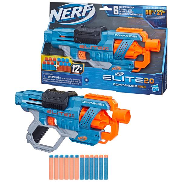 ハズブロ(HASBRO) ナーフ エリート2.0 コマンダー RD-6 手動ブラスター 連射 対象年齢8才以上 ナーフ公式エリートダーツ12本付属 ダーツ6本装填可能な回転ドラム搭載 男児・女児向けのアウトドアおもちゃ E9485 正規品 ...