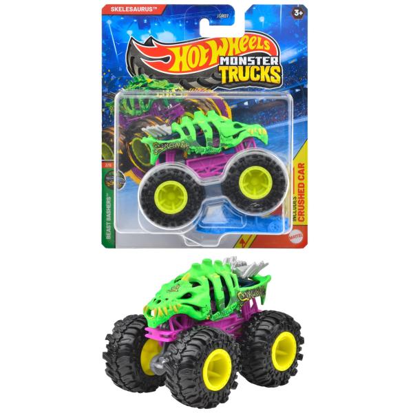 ホットウィール(Hot Wheels) モンスタートラック 1:64 スケルサウルス 乗り物おもちゃ ミニカー 3歳から グリーン JGR07 ・【プレゼントに最適】お誕生日、クリスマスプレゼント、入園・入学祝いなど記【内容】モンスタートラ...