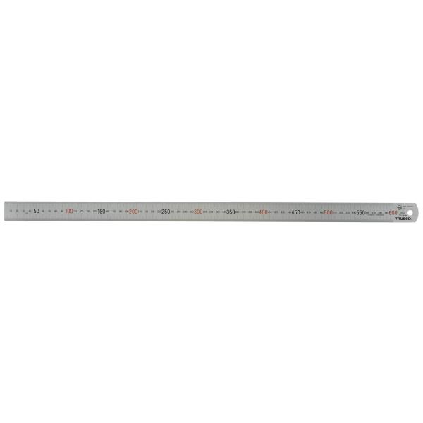 TRUSCO(トラスコ) 直尺60cm TSU-60N ・上段(ピッチ):1mm・下段(ピッチ):0.5mm・全長(mm):640・厚み(mm):1.2・呼び寸法(mm):600・幅(mm):30・質量(kg):0.18インチ換算表、ねじ下...