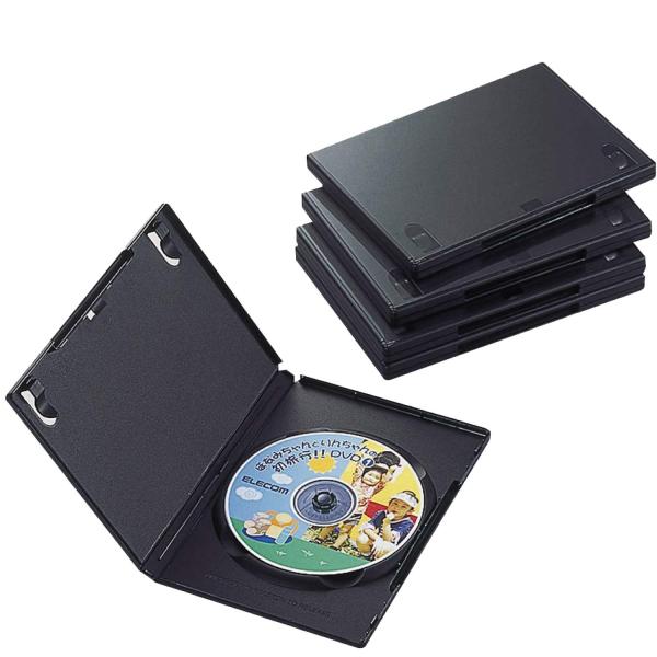 エレコム トールケース DVD BD 対応 標準サイズ 1枚収納 5個セット CCD-DVD02BK ・インデックスシール:○・付属品:インデックスシール=2シート(背ラベル8枚、アイコンシール28枚)・入り数:5・収納枚数:1枚・増え続け...