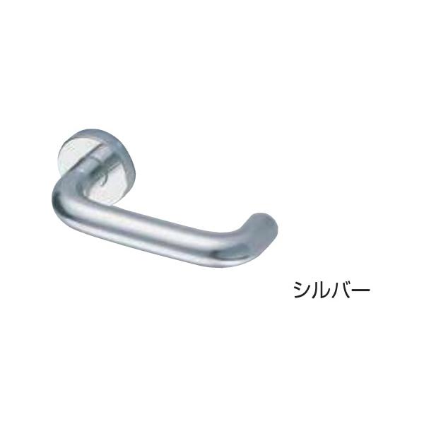 高品質で取り扱いやすいシロクマのレバーハンドルです。レバーハンドル＋丸座＋錠前いずれか１つのセットになります。各種サイズは添付画像にてご確認下さい。＜レバーハンドル詳細＞SL-45（アルミD形丸棒）■材質：アルミ■仕上：シルバー■個数：内外...