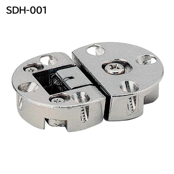 スガツネ工業の3方向の調節ができるドロップ丁番です。下開き扉用です。扉が開いた際にキャビネット内部とフラットにすることができます。＜製品詳細＞■品番：SDH-001■製品名：ドロップ蝶番■メーカー：スガツネ工業■仕上：ニッケルめっき■材質：...
