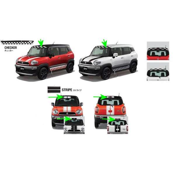 商品ID:bxsz003-1車種名：クロスビー品名：ルーフデカール取り付けできる年式：平成29年12月〜next型式：MN71S 詳細：前後セットタイプ1：ストライプ ホワイト ※全てのグレードに取り付け出来ますタイプ2：ストライプ ブラッ...