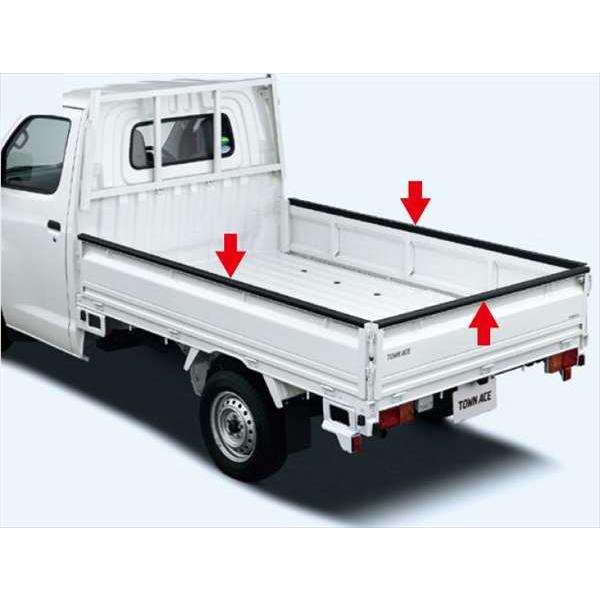 トヨタ純正部品車種名：タウンエーストラック取り付けできる年式：令和02年6月〜next型式：s403u/s413u部品名：ゲートプロテクター（サイド・リヤ）詳細：※アオリ上部に装着するプロテクター。※材質：SBS全てのグレードに取り付け出来ます