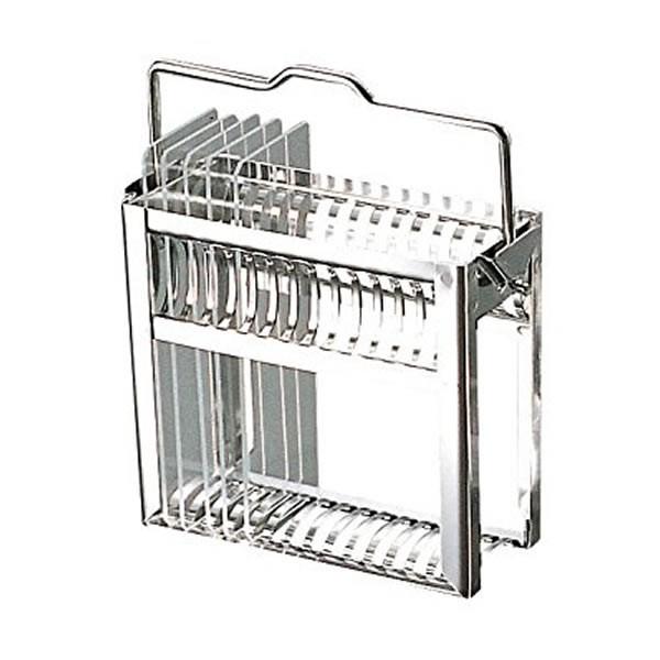 ●標本を一度に染色する際に便利な染色かごです。●ステンレス製で錆びがなく各種溶剤に耐性があります。＜仕様＞型式：染色かご(20枚用)大きさ：78×30×70mm材質：ステンレス製入数：1※写真は15枚用のものです。