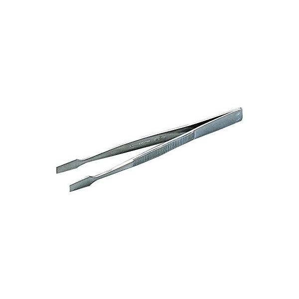 ●丈夫で作業性の高いステンレス製の標準ピンセットです。＜仕様＞全長：約125mm形状：平(切手用)