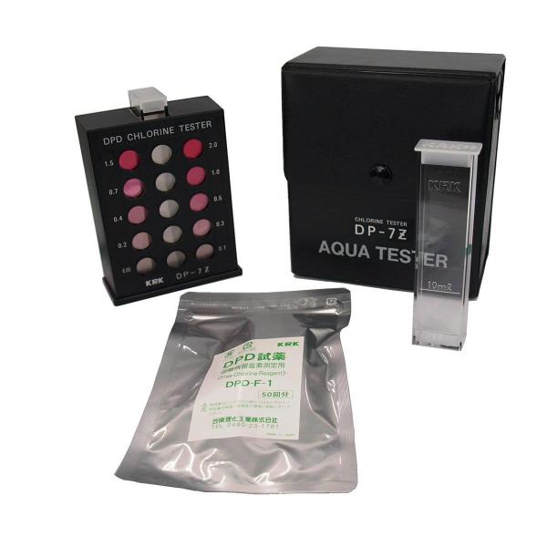 ●DP-7Zは上水試験法に準拠した高性能残留塩素測定器です。(最小0.05mg/L(＝ppm)まで測定。)＜仕様＞型式：DP-7Z測定対象：残留塩素測定方式：DPD比色法測定範囲：0.05/0.1/0.2/0.3/0.4/0.5/0.7/1...