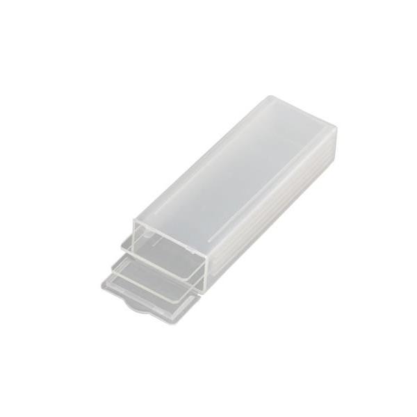 ●スライドグラスを収納可能なプラスチック製のスライドケースです。●標準サイズ（76×26mm）のスライドグラスが収納できます。＜仕様＞収納枚数：1〜5枚大きさ：82×29×18mm