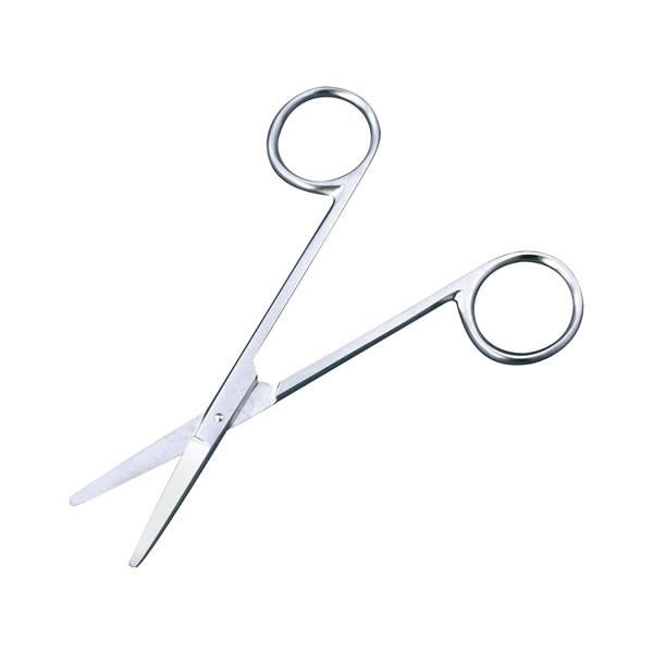 ●眼科用の解剖はさみです。＜仕様＞形状：両鈍直型形式：ネジ止式用途：眼科用大きさ：115mm材質：ステンレス（SUS420）入数：1