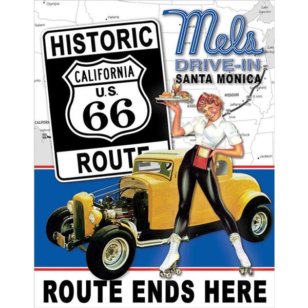 ティン サイン Mel's Diner Route 66 H : 40.6cm W : 31.8cmMADE IN USAモニターの発色具合により見え方が異なる場合ございます。