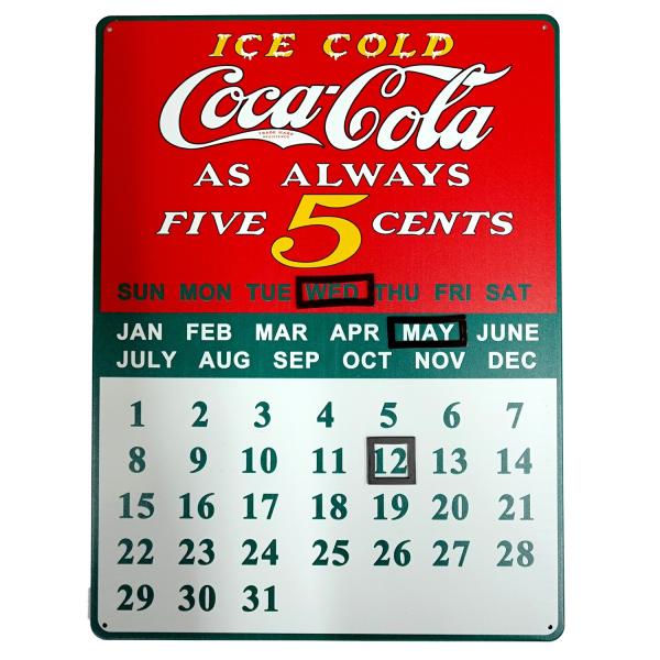 12月31日で終わるカレンダーでは無く、永久的に使えれる万年カレンダーです。曜日、月、日を囲むマグネットプレートが付いています。1日ごとにマグネットを移動する事で永久的に使えます。日付を移動するのが疲れちゃったと思っても、メタルサインとして...