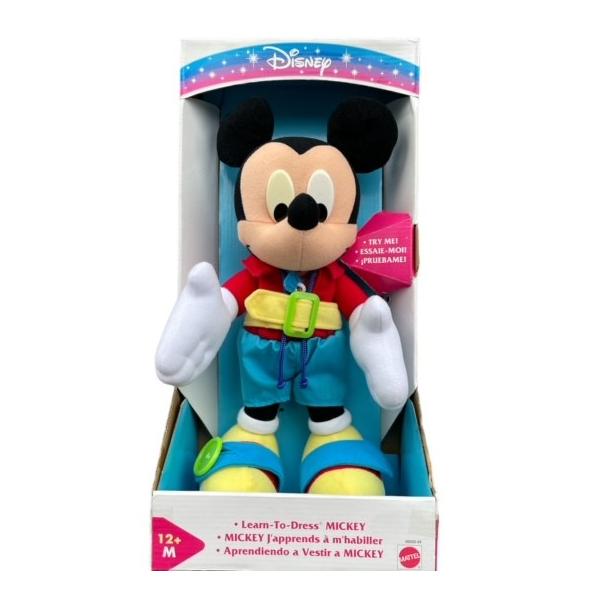 Disney Learn To Dress MICKEY MATTEL　ディズニー　マテル　1997年お着換えの練習ができるミッキーぬいぐるみ。輸入品。服のジッパー、ベルト、靴のボタン、ベリベリなど洋服を着る練習を楽しくできます。アメリカの...