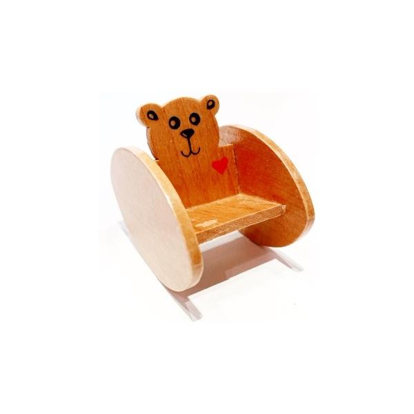 子供用かわいいくまさんロッキングチェアー。サイズ約:3.5W×D6×H4.6cm材質:木モニターの発色具合により見え方が異なる場合がございます。