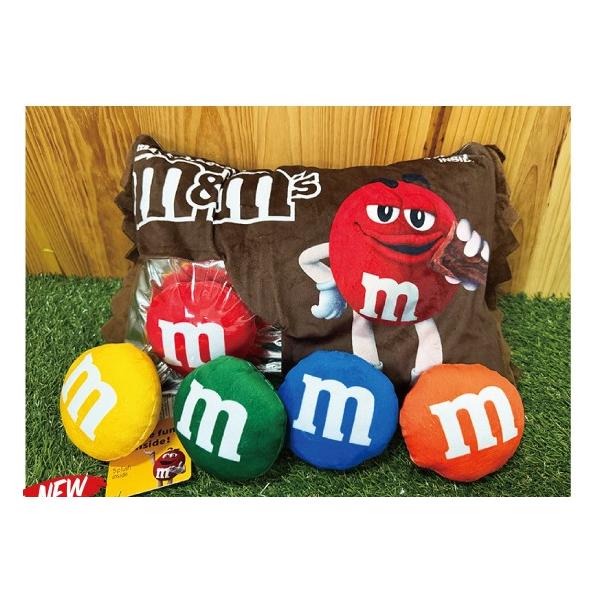 Snack Bag Plash Pillow Set (M&amp;M's) エムアンドエムズ　アメリカン雑貨チャック付きのクッションの中にマーブル型のM&amp;M'sチョコレートプラッシュ付属5個を入れられるようになっています。表面は入...