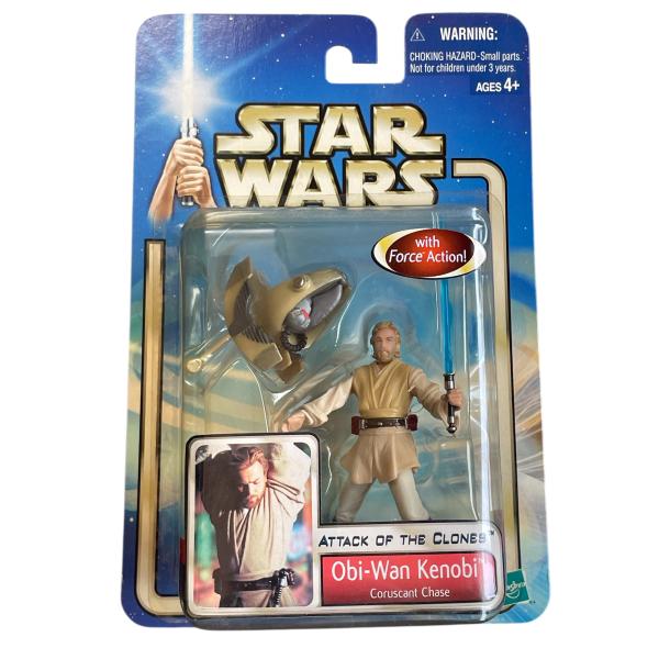 スター・ウォーズ　エピソード2　ベーシックフィギュア　オビ＝ワン・ケノービ　ATTACK OF THE CLONES Obi-Wan Kenobi Coruscant chaseハズブロ トミーダイレクトサイズ約：H23cm×15cm経年劣...