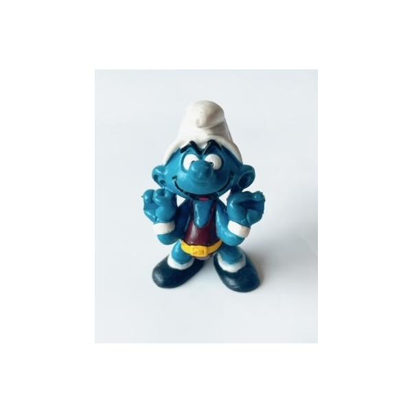 重量あげスマーフ。ダンベル付属なし。1980年　Made in HongKongアンティークTOY。サイズ約:5.5cm材質:PVCモニターの発色具合により見え方が異なる場合がございます。1点ものにつき返品交換等承ることができません。ご了承...