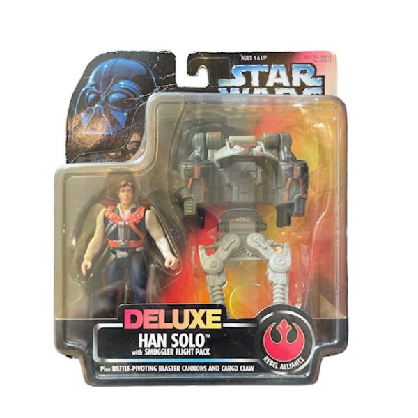 スターウォーズデラックスフィギュア　ハン・ソロwithフライトパック　Kenner ハズブロ―ジャパン　1995年ハンソロとチューイで作り上げたフライトパックと、ハンソロがセットになったデラックスフィギュアセットです。最大15トンまで持ち上...