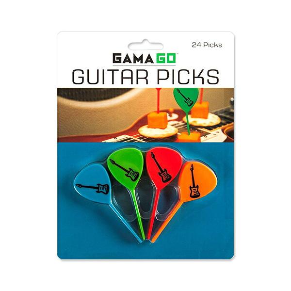 サイズ：高さ 8.5cm　幅 3.2cm材質：プラスチック製24本入りロックテイスト満点ピック（ギター）型のピック（楊枝） “GUITAR PICKS”。日常の食卓をユニークに楽しく飾ってみては？パーティーやアウトドアの演出におススメ！