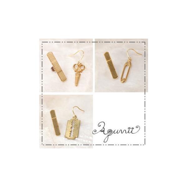 【Ａｑｕｖｉｉ／アクビ】First Aid Pierceバンドエイドと刃物・ハサミ・ピンをモチーフとしたAquviiオリジナルピアスです【素材】パーツ：真鍮製，ポスト　バンソウコウ　チタン　ひっかけフック　ステンレス【サイズ】バンソウコウ：...