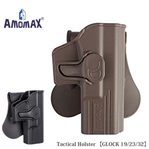 トリガーガードロックタイプのタクティカルホルスター。東京マルイ GLOCK19、KSC GLOCK19/23に対応。同社アクセサリーパーツ(別売)でお好みの仕様に変更できます。商品管理番号:amo0604966カラー:FDE/BLACK(ブ...