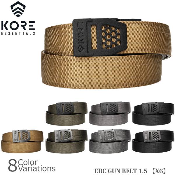 KORE ESSENTIALSのEDCガンベルトは一般のベルト幅(1.5インチ)ながら、1/4インチ刻みでサイズの調節を可能にしたラチェット構造のベルトです。商品管理番号:kore0607116カラー:BLACK/GRAY/BLACK/BL...