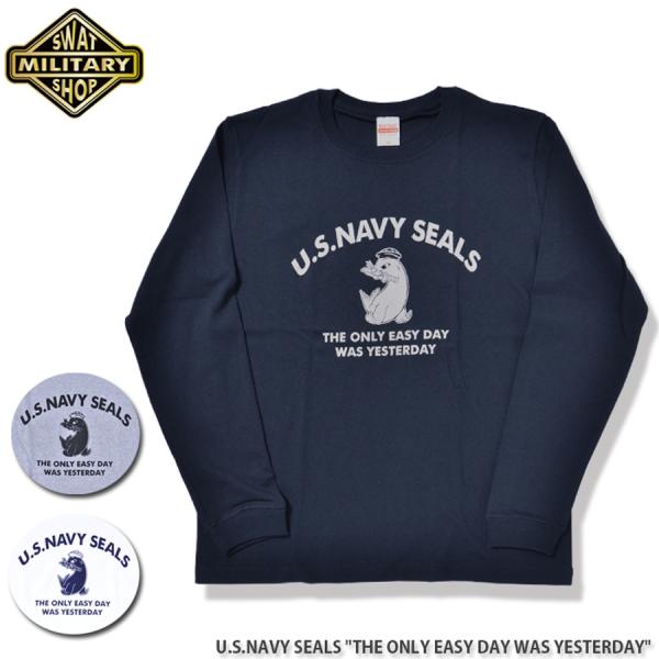 アメリカ海軍の特殊部隊であるNavy SEALsの有名なモットー「the Only Easy Day Was Yesterday」（安息の日々は昨日まで）を抜染/染込みプリントしたTシャツです。日々の訓練や実戦など隊員達の厳しい日常が想像で...