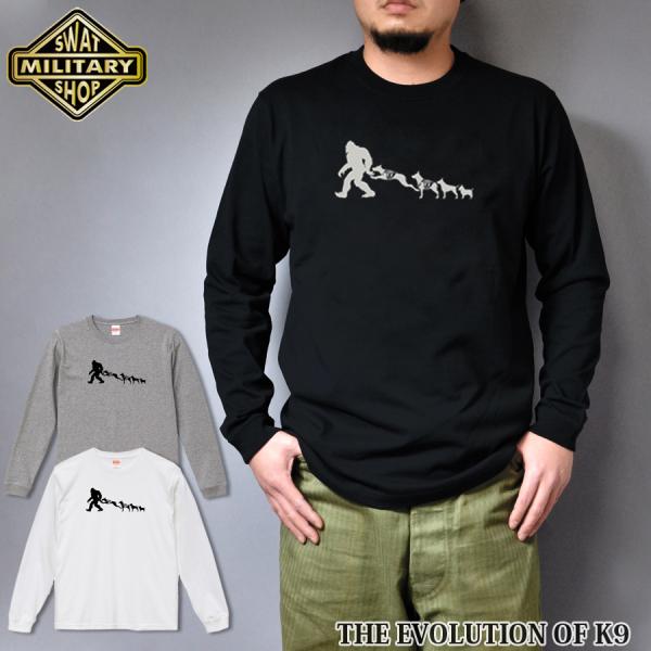 SWAT的 犬の進化論とは、、、不審者(UMA)に勇敢に挑む警察犬へと成長する姿をデザイン。ダーウィンのイラストをモチーフに、子犬からポリスドッグへの進化を描いた当店オリジナルTシャツです。商品管理番号:swa0507028カラー:MIX-...