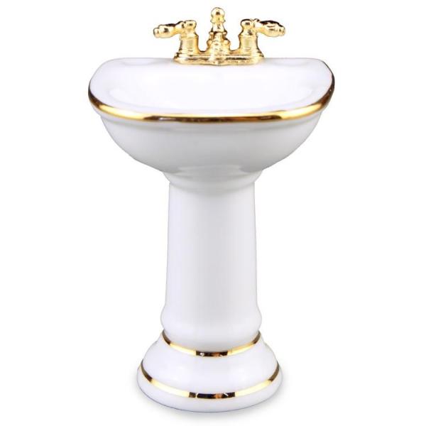 ロイターお得意の、陶器の洗面台です。ちゃんと水抜き穴もついています。貴方のバスルームに！※実際に水は抜けません。蛇口はひねれません。サイズ：Ｗ50ＸＤ40ＸＨ75ｍｍ