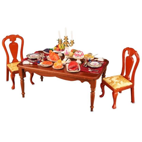 【注意！】椅子（RP1754-3）は別売りになります。ドイツロイター社製のミニチュア家具です。写真の通りに小物がセット（接着）されています！まさに「置くだけ」で素敵なディナーシーンを再現できる、夢のようなドールハウス家具です！名前の通り、ク...